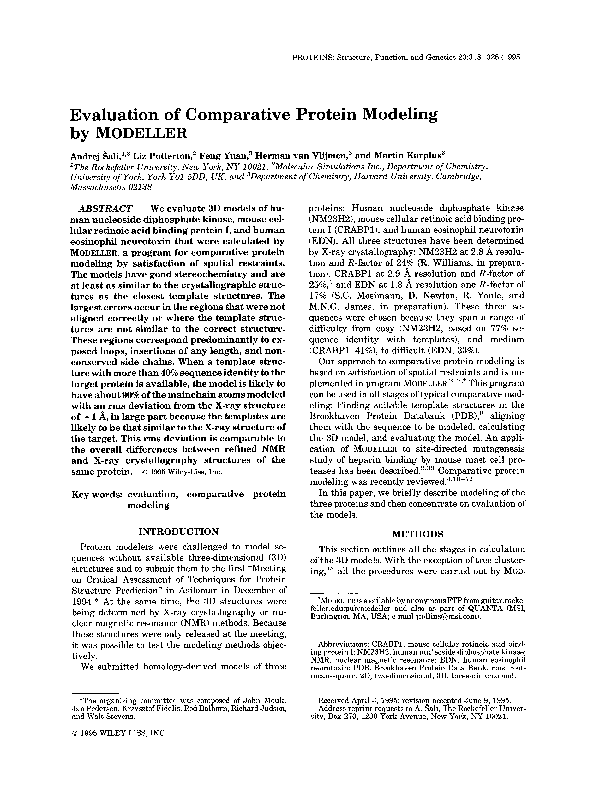 (PDF) Evaluation of comparative protein modeling by MODELLER