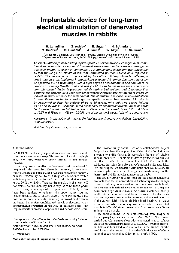 (PDF) Implantable device for long-term electrical stimulation of ...