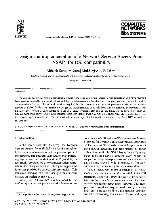 (PDF) Design and Implementation of a Network Service Access Point (NSAP ...