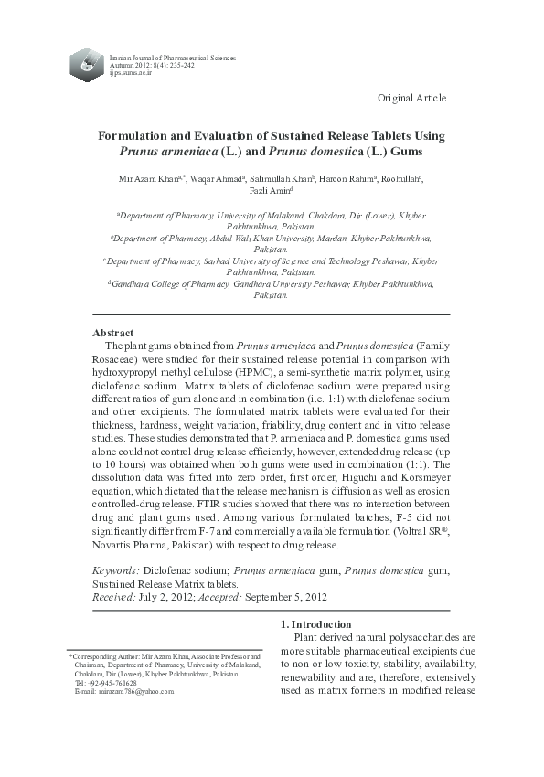 (PDF) Formulation and Evaluation of Sustained release suspension of ...