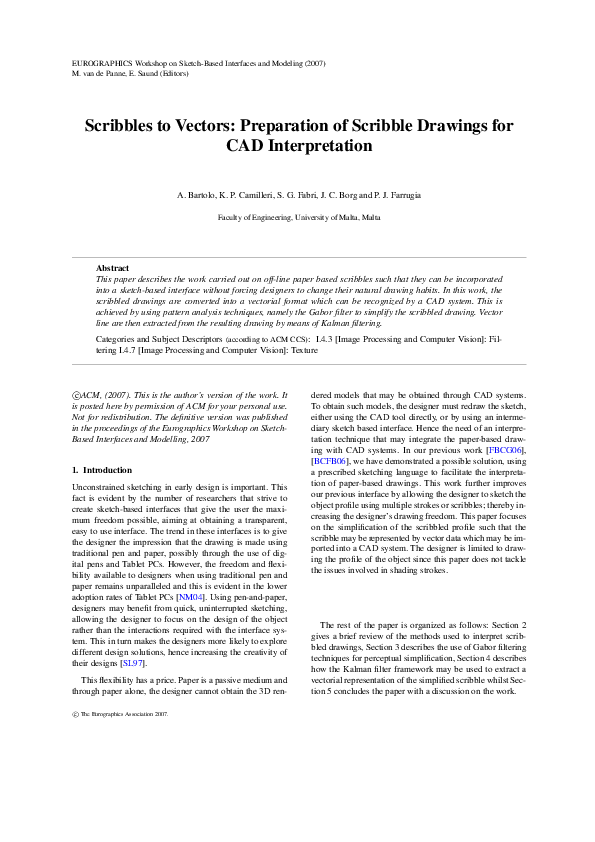 (PDF) Scribbles to Vectors: Preparation of Scribble Drawings for CAD ...