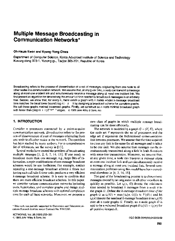 Pdf Multiple Message Broadcasting In Communication Networks