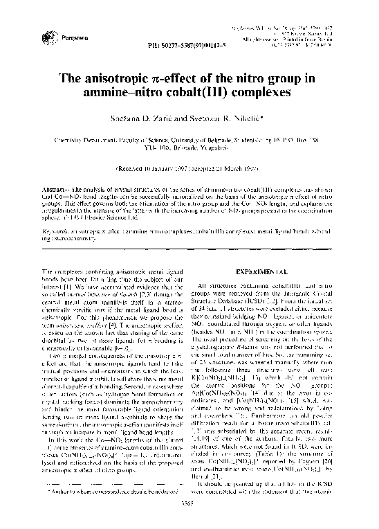 (PDF) The anisotropic π-effect of the nitro group in ammine-nitro ...