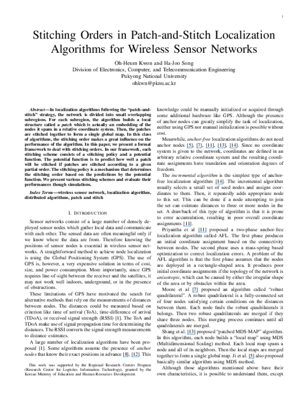 Pdf Stitching Orders In Patch And Stitch Localization Algorithms For