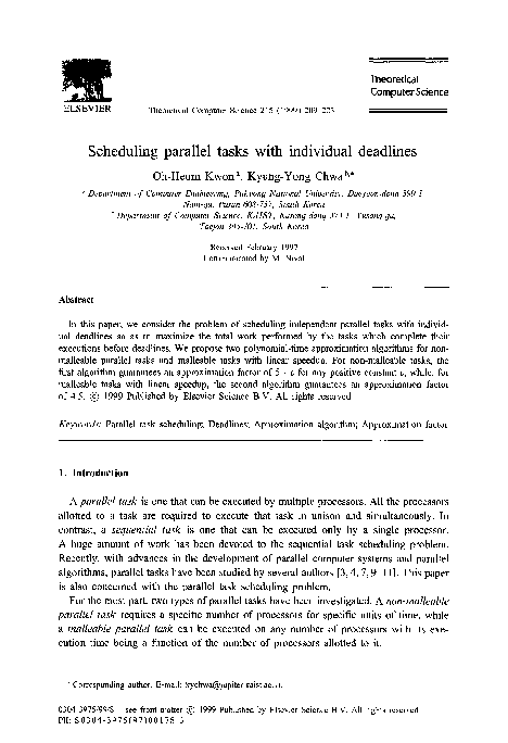 (PDF) Scheduling Parallel Tasks with Individual Deadlines