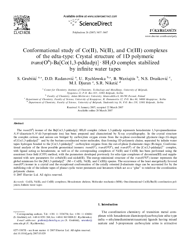(PDF) Conformational study of Co(II), Ni(II), and Cr(III) complexes of ...