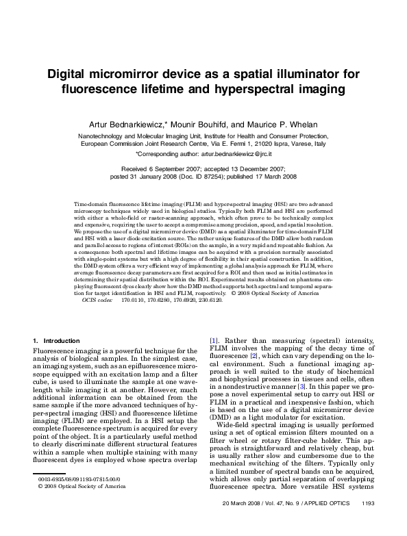 (PDF) Digital micromirror device as a spatial illuminator for ...
