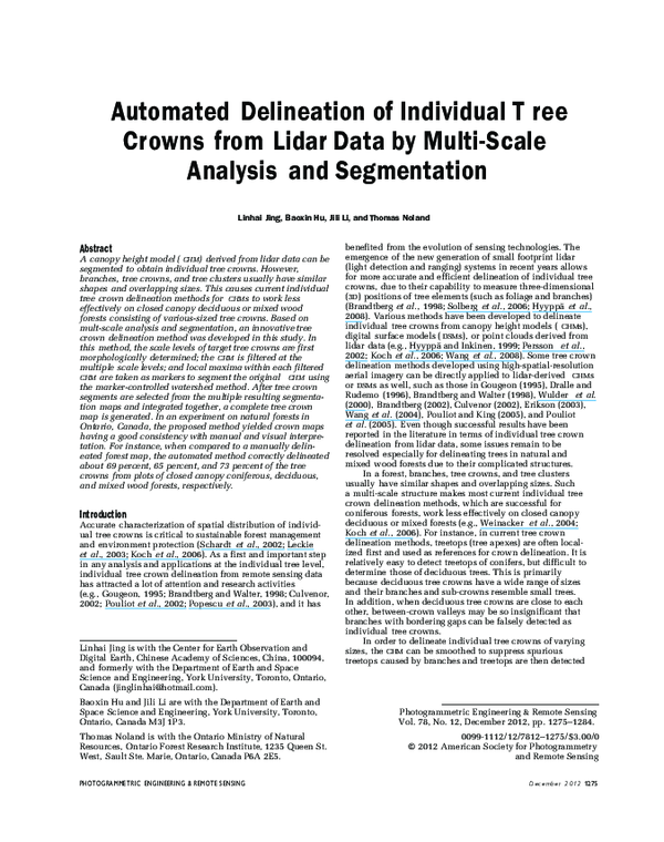 (PDF) Automated delineation of individual tree crowns in high spatial resolution aerial images ...