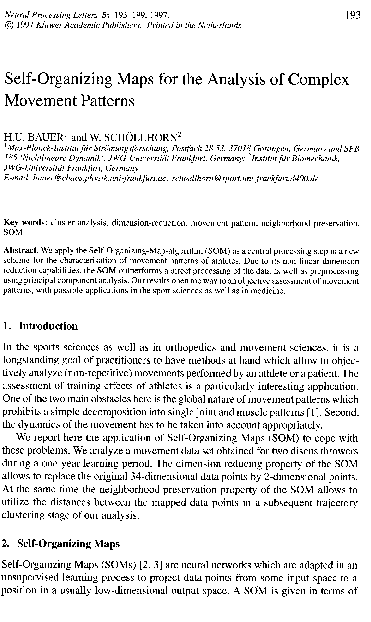 (PDF) Self-organizing maps for the analysis of complex movement patterns