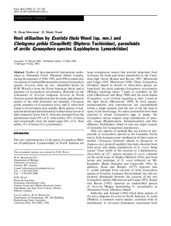 (PDF) Host utilization by Exorista thula Wood (sp. nov.) and Chetogena ...