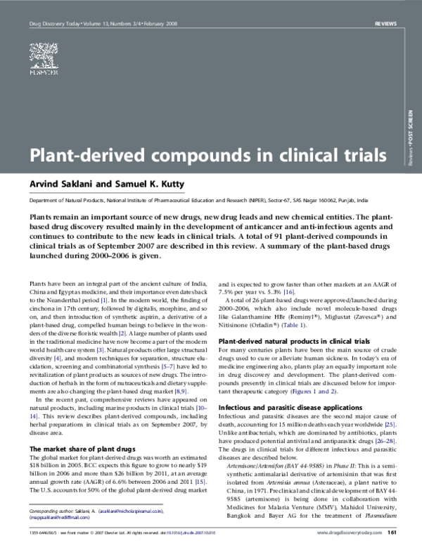 (PDF) Plant-derived compounds in clinical trials