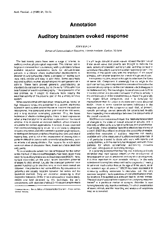 (PDF) Auditory brainstem evoked response