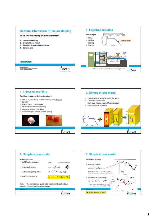 Pdf Residual Stresses In Injection Molding