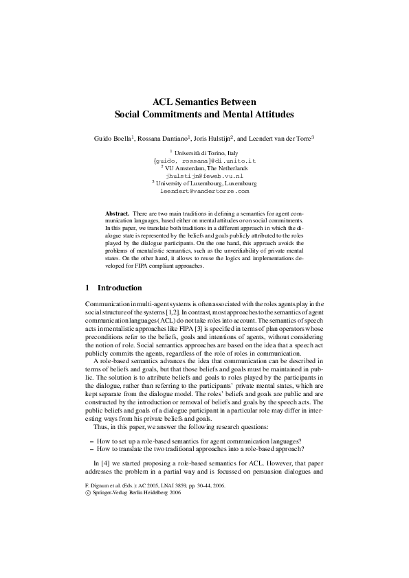 (PDF) ACL Semantics Between Social Commitments and Mental Attitudes