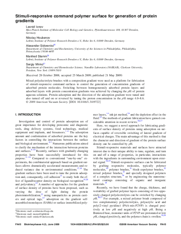(PDF) Stimuli-responsive command polymer surface for generation of ...