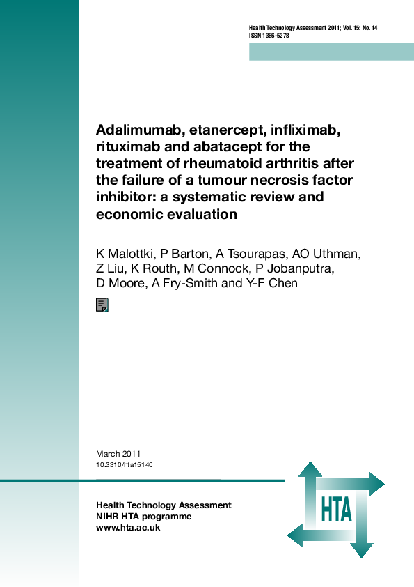 (PDF) Adalimumab, etanercept, infliximab, rituximab and abatacept for the treatment of ...