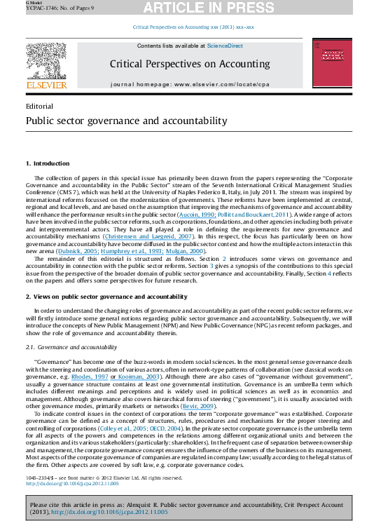(PDF) Public sector governance and accountability