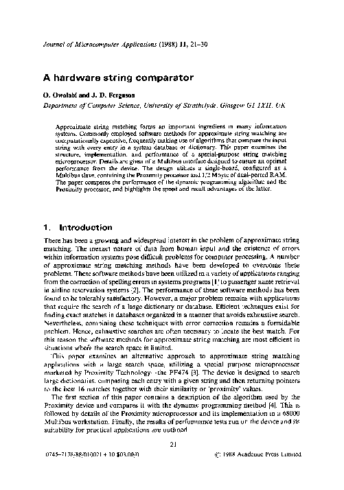 (PDF) A hardware string comparator
