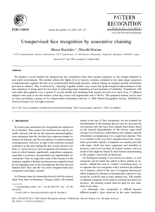 (PDF) Unsupervised face recognition by associative chaining