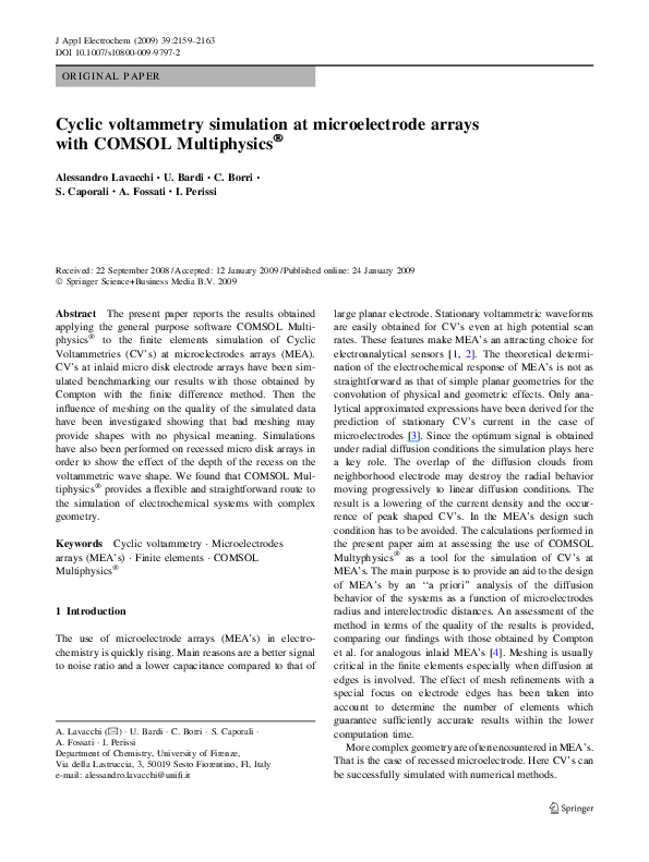 Pdf Cyclic Voltammetry Simulation At Microelectrode Arrays With