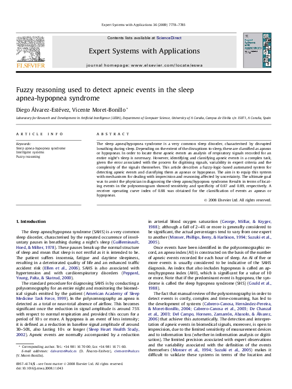 (PDF) Fuzzy reasoning used to detect apneic events in the sleep apnea-hypopnea syndrome