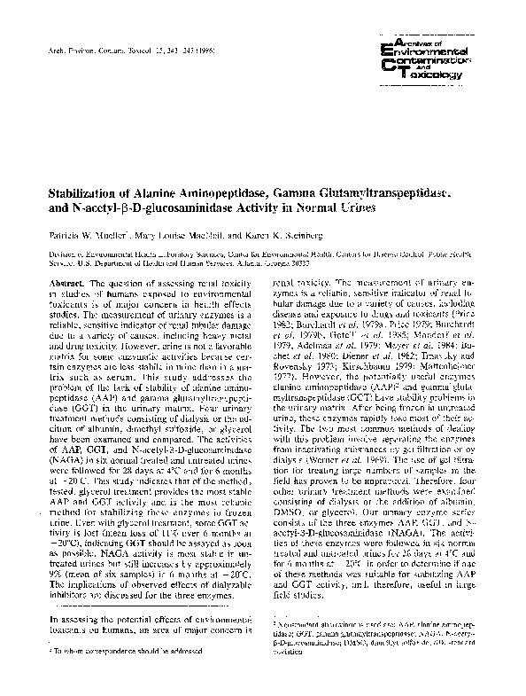 (PDF) Stabilization of alanine aminopeptidase, gamma ...