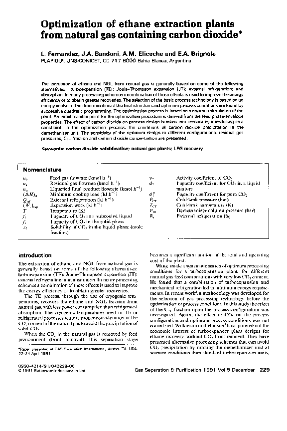 (PDF) Optimization of ethane extraction plants from natural gas ...
