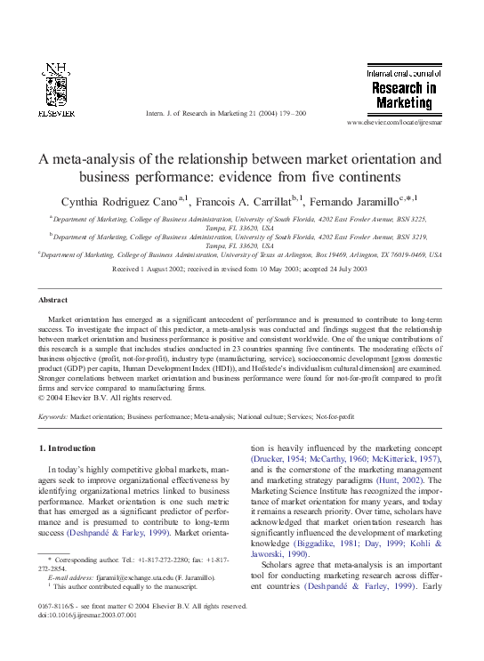 (PDF) A meta-analysis of the relationship between market orientation and business performance ...