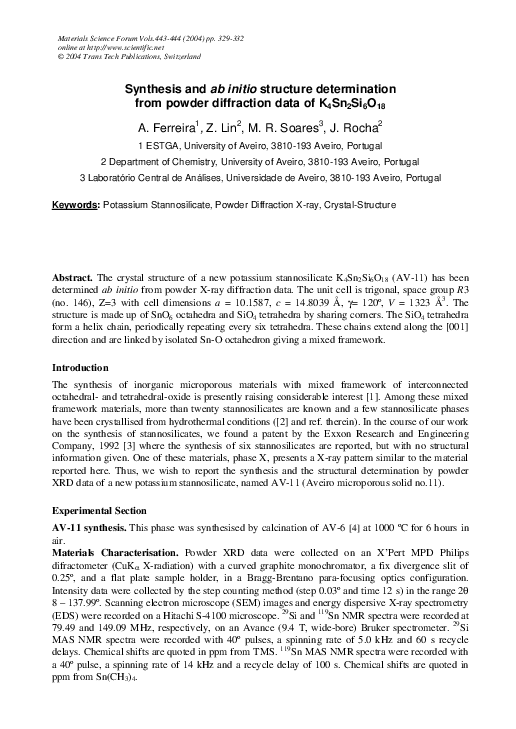 Pdf Synthesis And Ab Initio Structure Determination Of Organically