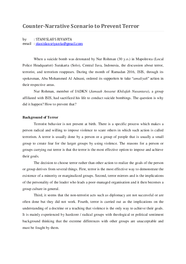 (PDF) Counter-Narrative Scenario to Prevent Terror