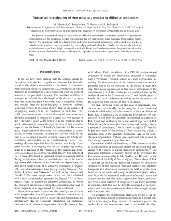 (PDF) Numerical investigation of shot noise suppression in chaotic cavities