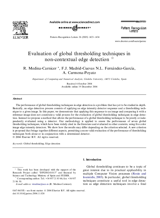 (PDF) Evaluation of global thresholding techniques in non-contextual ...