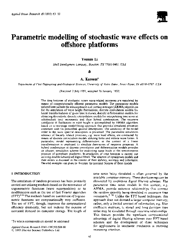 (PDF) Parametric modelling of stochastic wave effects on offshore platforms