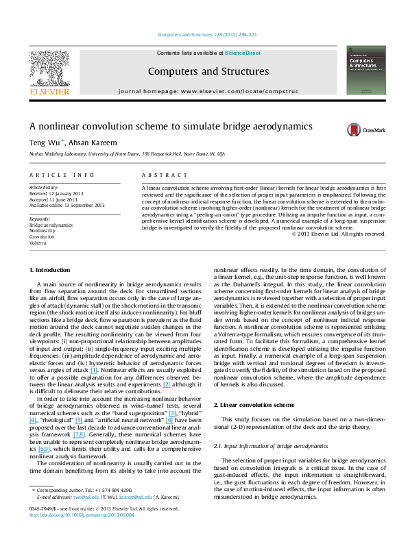 (PDF) A nonlinear convolution scheme to simulate bridge aerodynamics