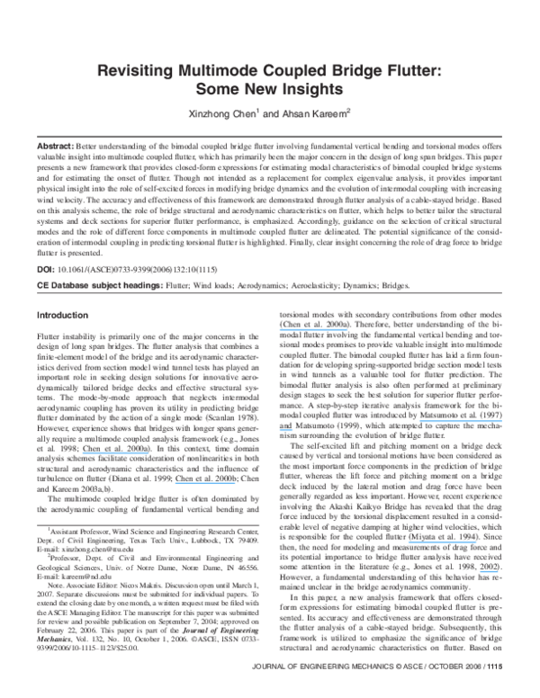 (PDF) Revisiting Multimode Coupled Bridge Flutter: Some New Insights
