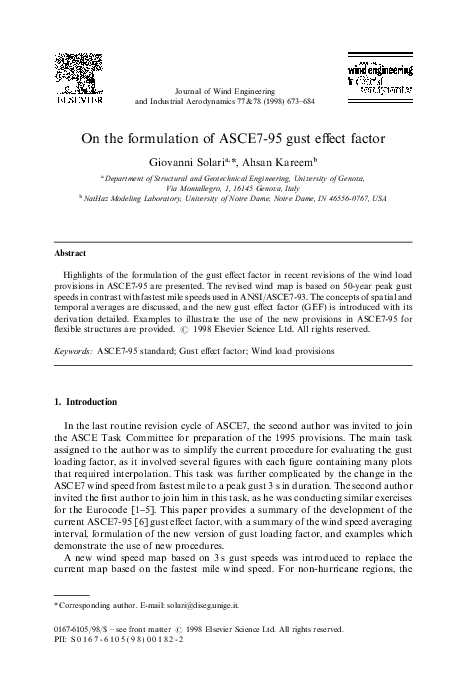 (PDF) On the formulation of ASCE7-95 gust effect factor