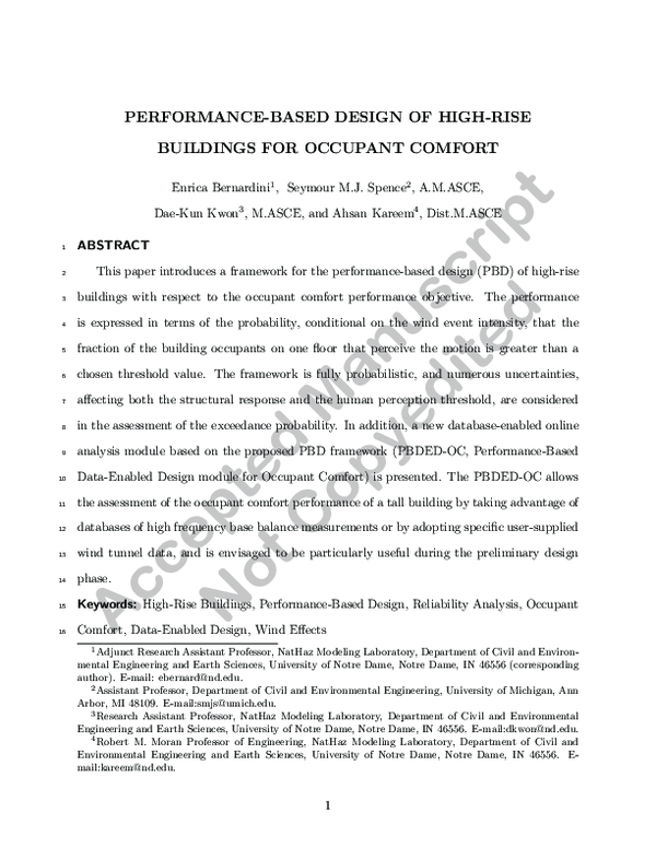 (PDF) Performance-Based Design of High-Rise Buildings for Occupant Comfort