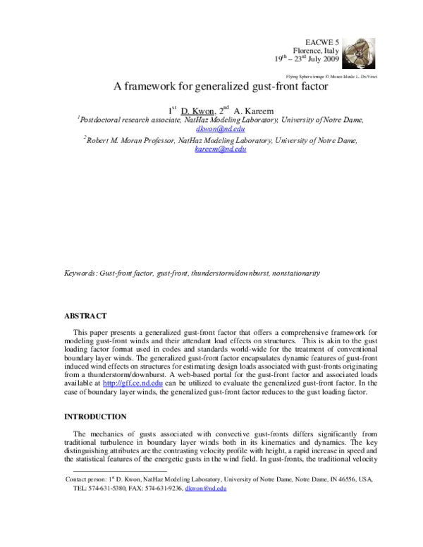 (PDF) A framework for generalized gust-front factor