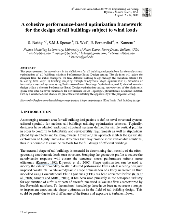 (PDF) A Cohesive Performance-Based Optimization Framework for the ...