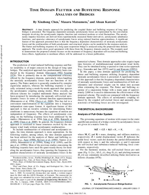 (PDF) Time Domain Flutter and Buffeting Response Analysis of Bridges