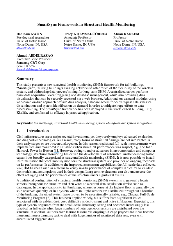 (PDF) SmartSync framework in structural health monitoring