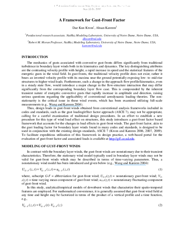 (PDF) A Framework for Gust-Front Factor