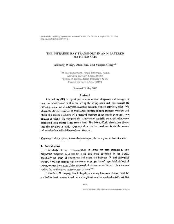(PDF) The Infrared Ray Transport in an N-Layered Matched Skin
