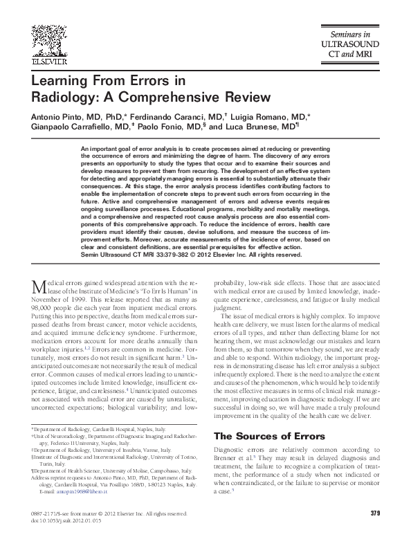 (PDF) Learning From Errors in Radiology: A Comprehensive Review