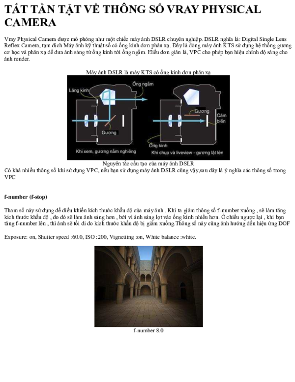 TẤT TẦN TẬT VỀ THÔNG SỐ VRAY PHYSICAL CAMERA