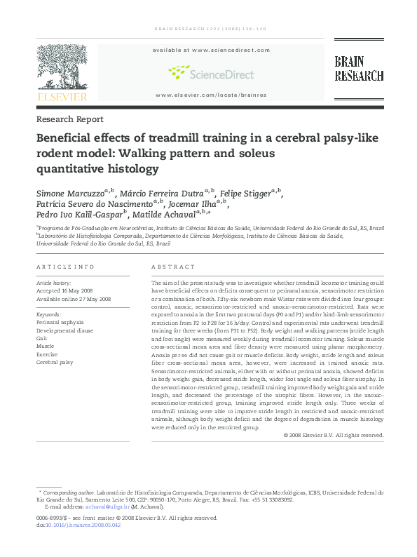 (PDF) Beneficial effects of treadmill training in a cerebral palsy-like ...