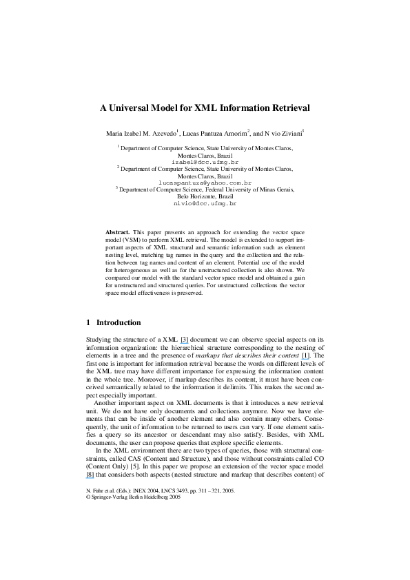 (PDF) A Universal Model for XML Information Retrieval