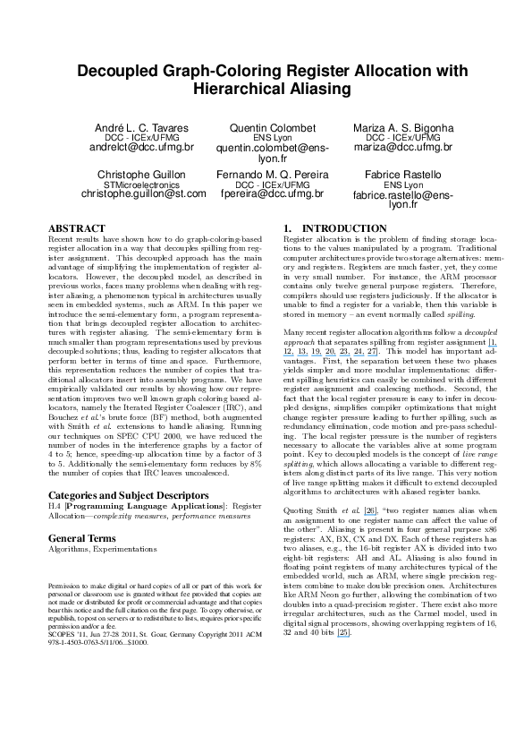 (PDF) Decoupled graph-coloring register allocation with hierarchical ...