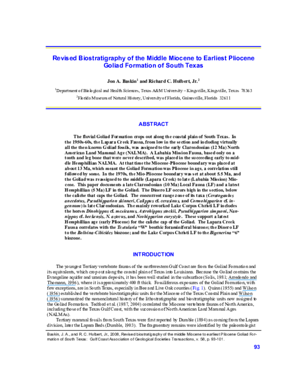 (PDF) Revised Biostratigraphy of the Middle Miocene to Earliest ...