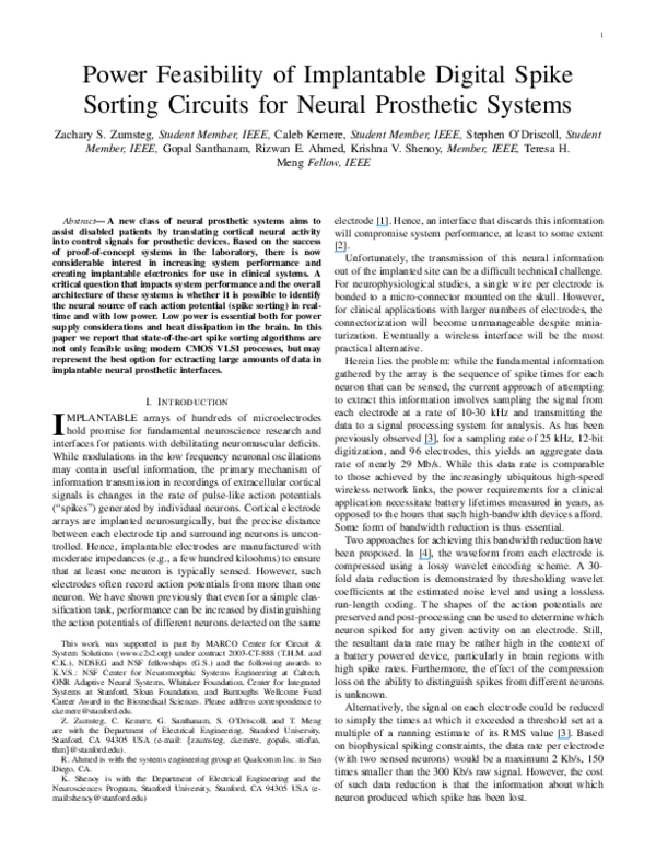 (PDF) Power feasibility of implantable digital spike-sorting circuits for neural prosthetic systems